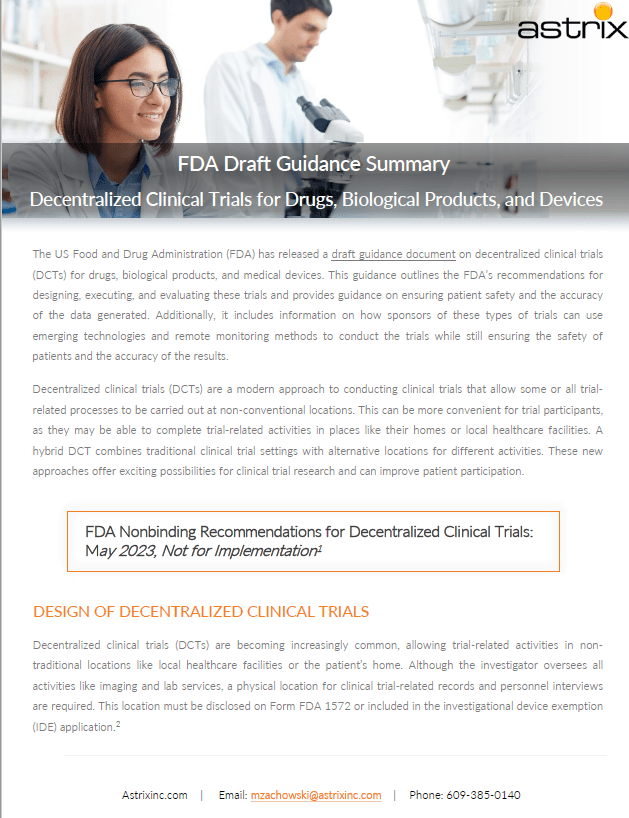 White Paper Download - FDA Guidance on Decentralized Clinical Trials ...